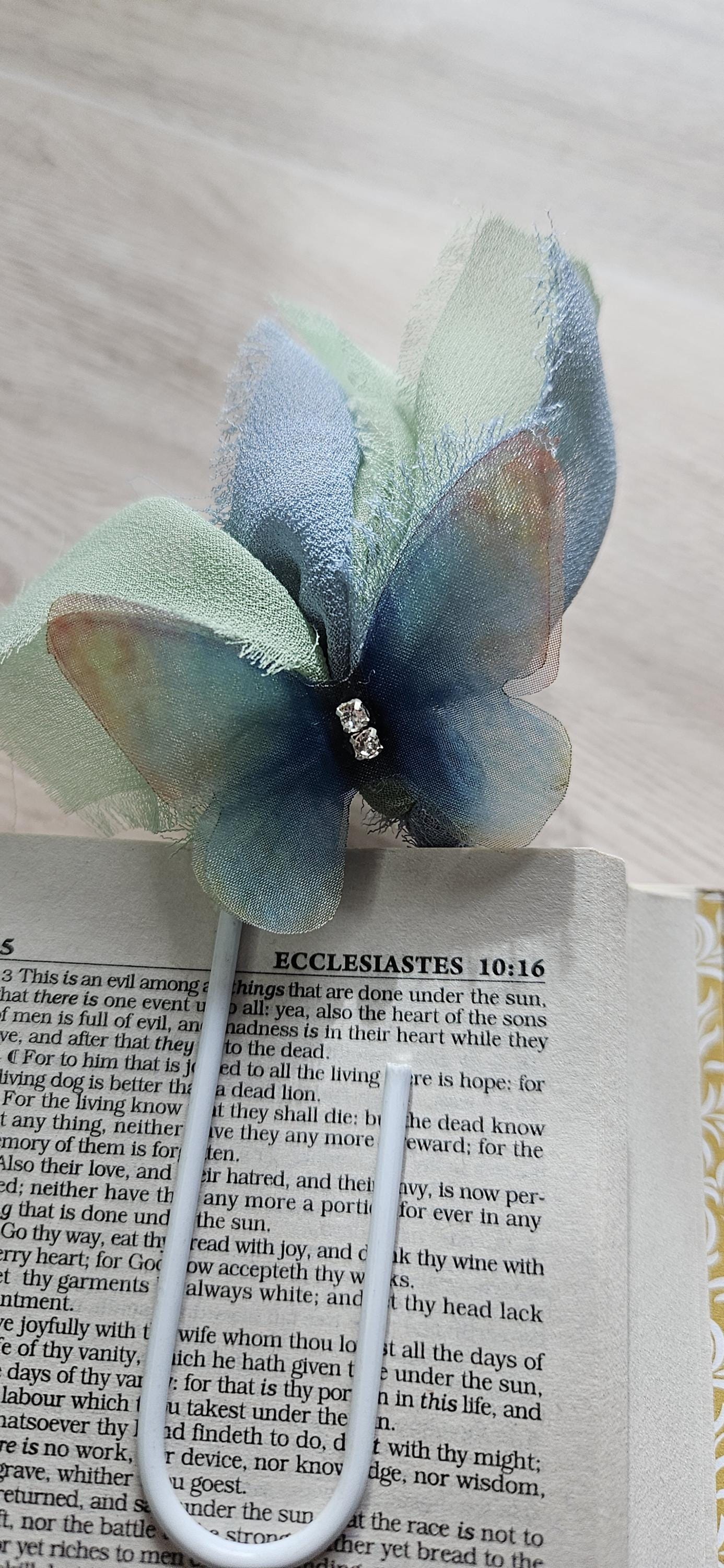 Jumbo Paper Clip Ribbon Bookmarks - Blue & Sage - Etsy