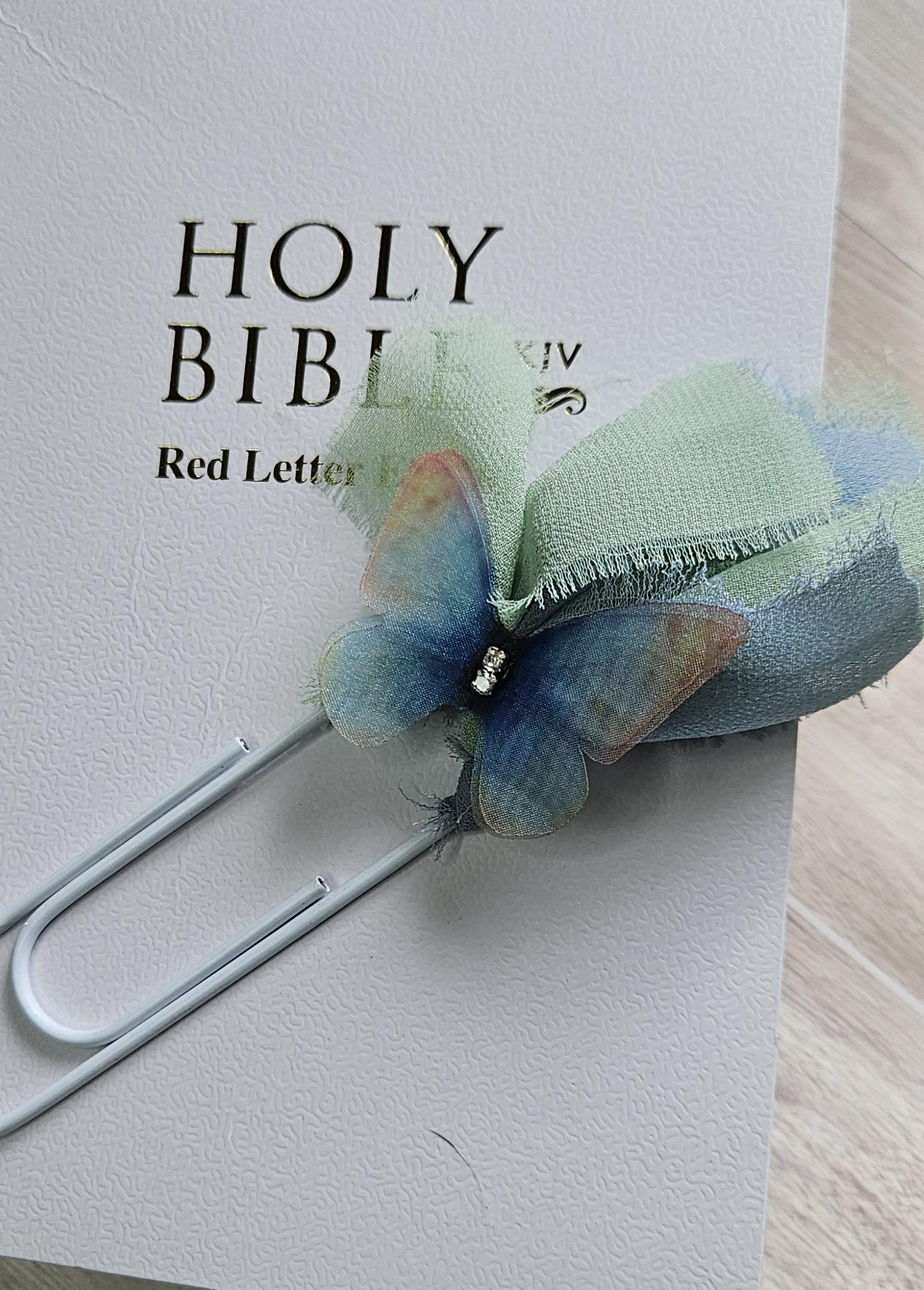 Jumbo Paper Clip Ribbon Bookmarks - Blue & Sage - Etsy