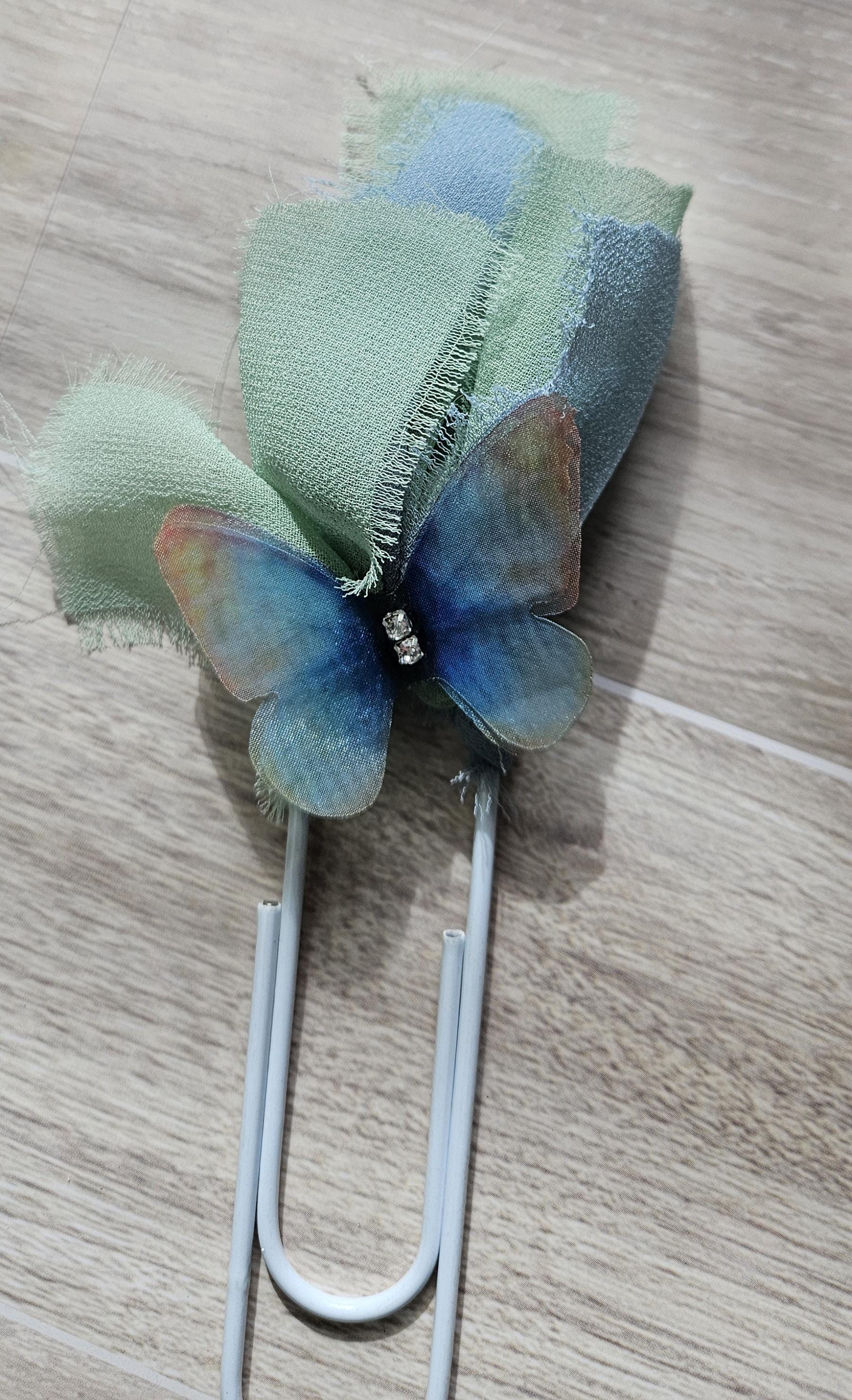 Jumbo Paper Clip Ribbon Bookmarks - Blue & Sage - Etsy