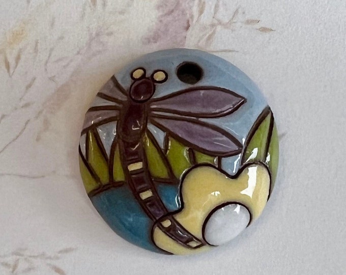 Purple Winged Dragonfly, Small Round Domed Pendant, Dragonfly and ...