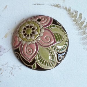 Pink Paisley Flower Pendant Large Pendant Artisan Focal - Etsy