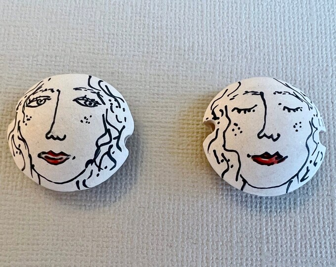 Face Bead One Side Eyes Open One Side Eyes Closed Lentil - Etsy