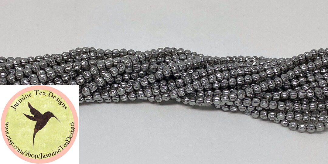 Silver 4mm Melon Glass Pearls 120 Pearls Per Strand - Etsy.de