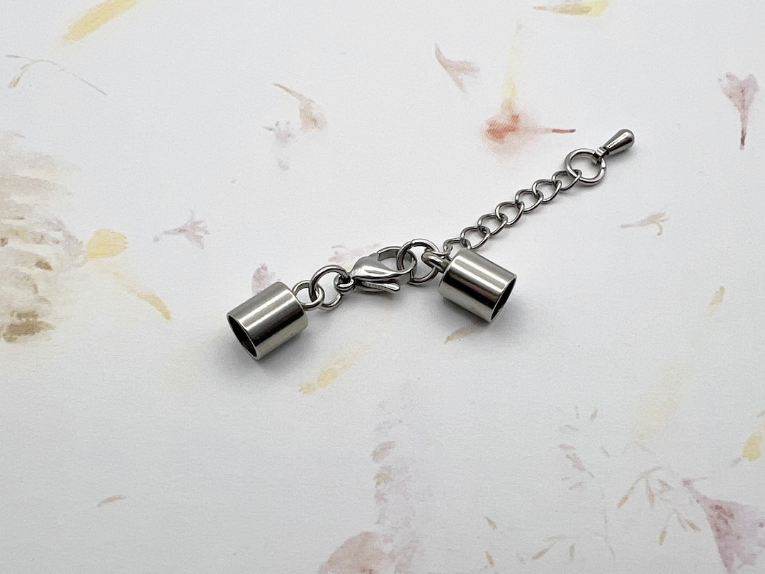 6mm Stainless Steel End Caps With Lobster Clasp and 1 Extender, 6mm ...