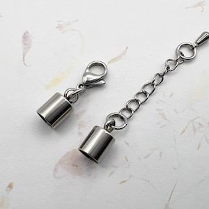 6mm Stainless Steel End Caps With Lobster Clasp and 1" Extender, 6mm ...