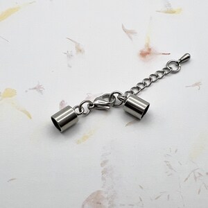 6mm Stainless Steel End Caps With Lobster Clasp and 1" Extender, 6mm ...