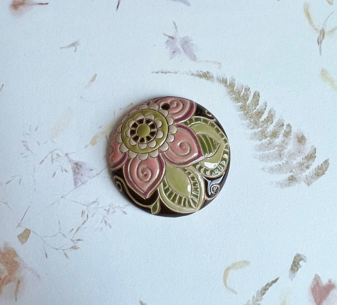 Pink Paisley Flower Pendant Large Pendant Artisan Focal - Etsy