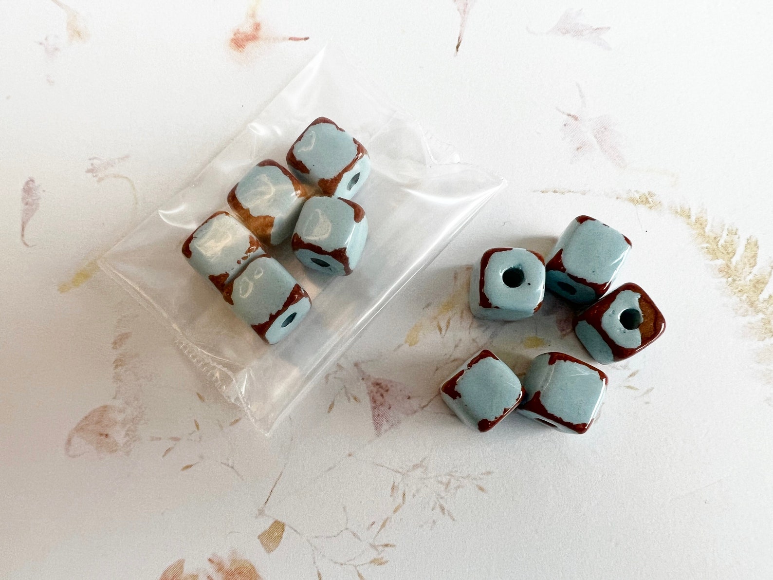Pueblo Blue Ceramic Beads, Square, 9mm Squares, 5 Beads per Loose Pack ...