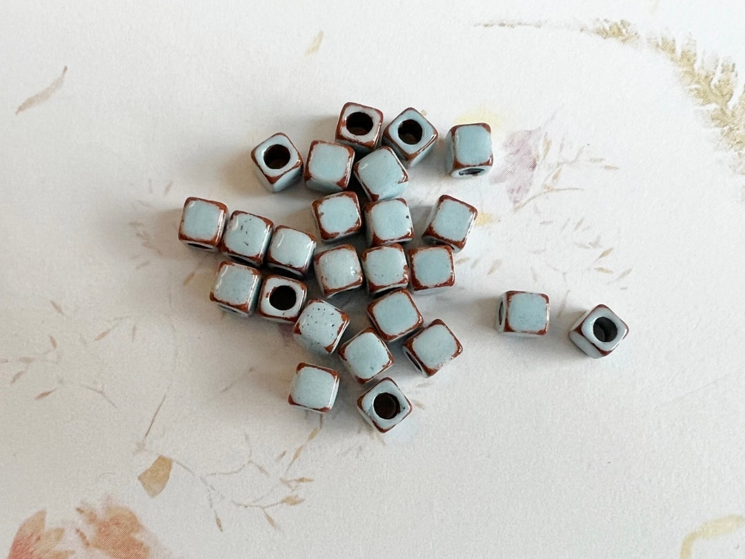 Pueblo Blue Ceramic Beads, Little Square, 25 Beads per Loose Pack - Etsy