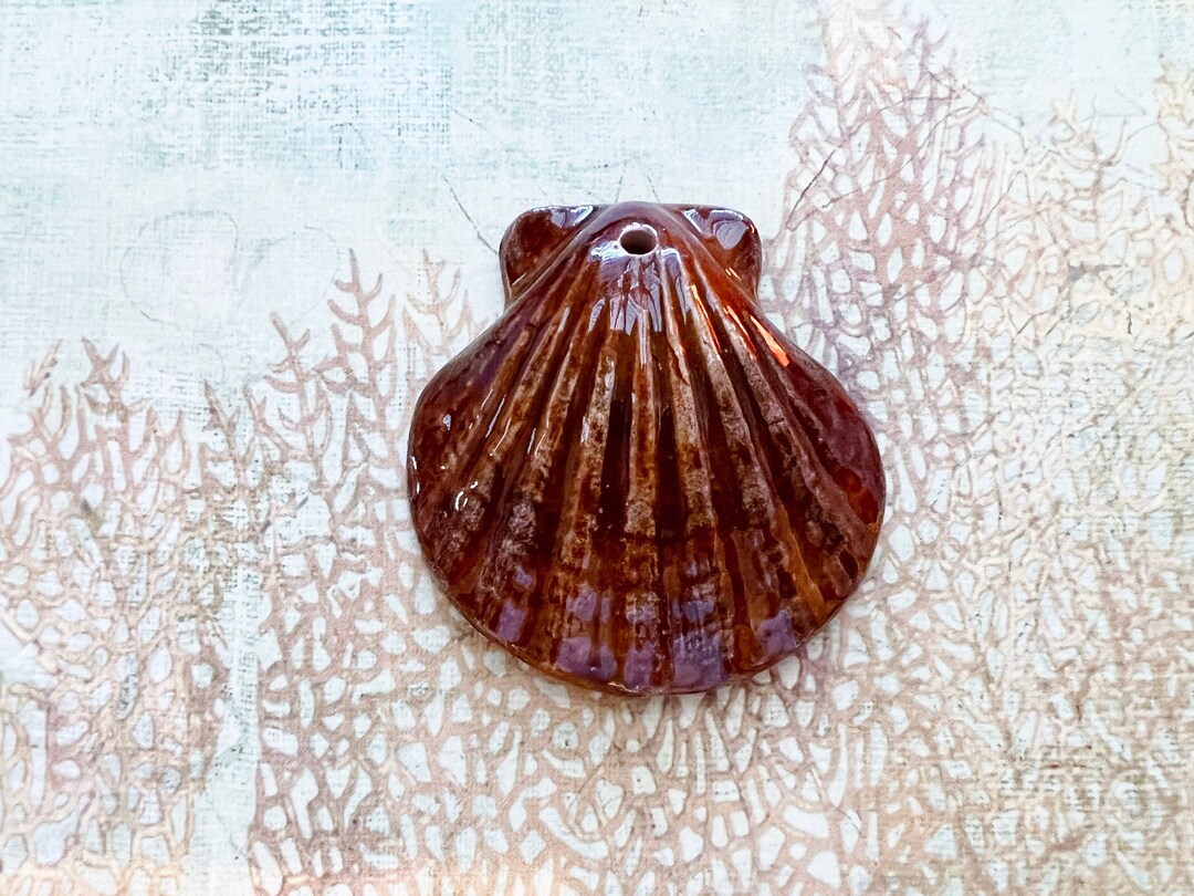 Stoneware Shell Pendant, Hand Carved and Hand Glazed - Etsy