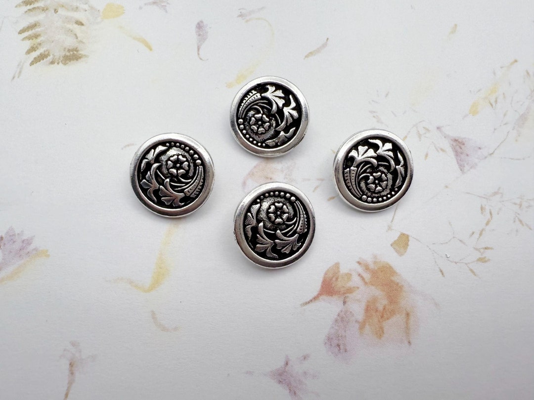 17mm Flower Buttons by Tierra Cast, Shank Button, Plated Pewter Buttons ...