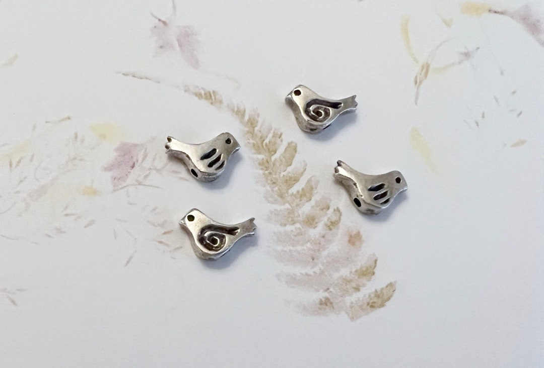 12mm Little Pewter Birds, Set of Four, Pewter Casting, Two Sided Design ...