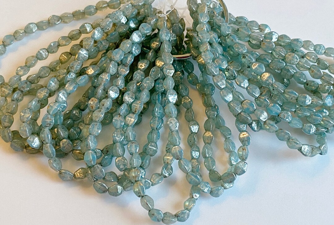 Pinch Beads Light Aqua Blue With a Mercury Finish 5x3mm - Etsy