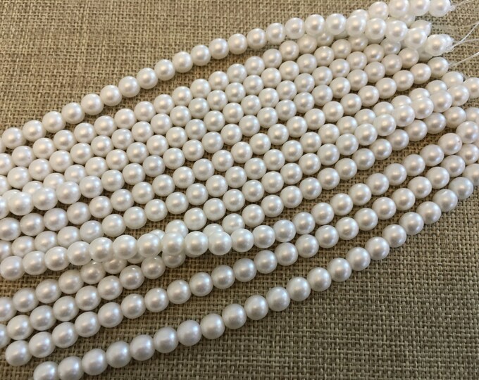 Snow 6mm Glass Pearls, 25 Pearls per Strand, Luster Finish - Etsy
