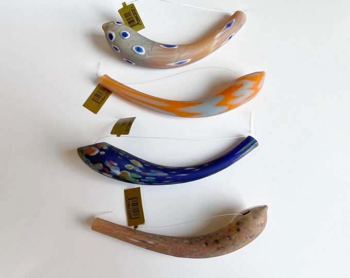 Hand-blown Borosilicate Crescent Tube Beads, Matte Finish, 4 Colors ...