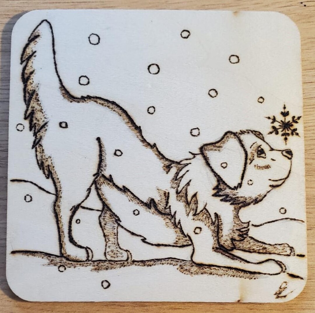 Pyrography Snow Dog - Etsy