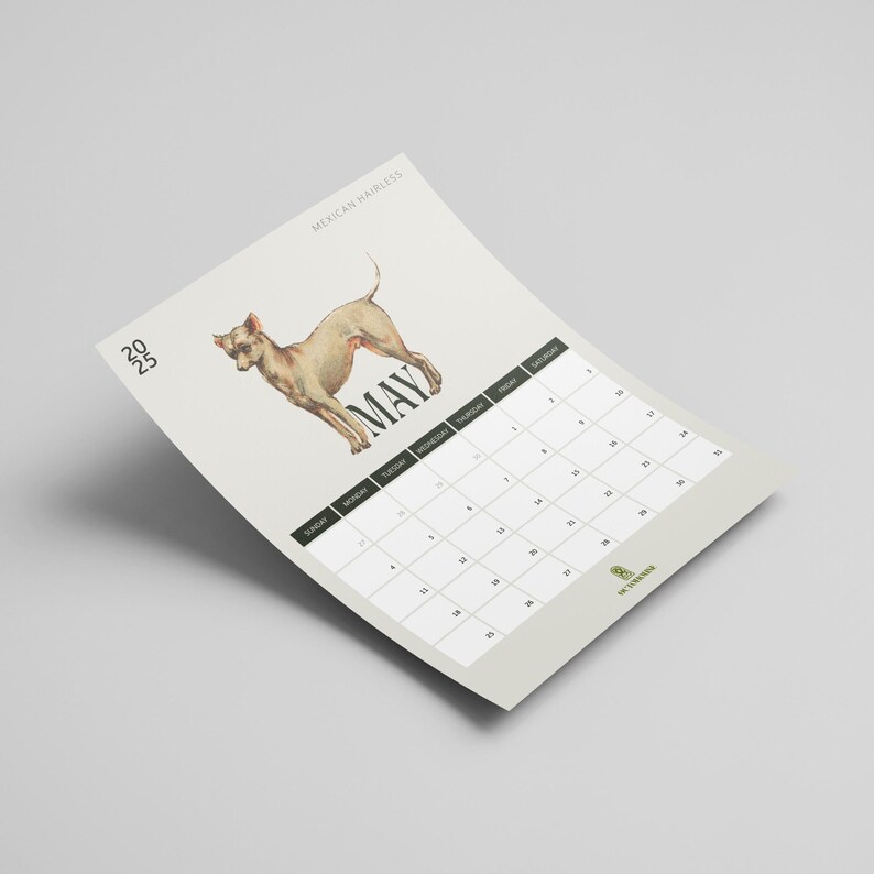 2025 Printable Calendar | Vintage Dog Illustrations | Vertical Monthly ...