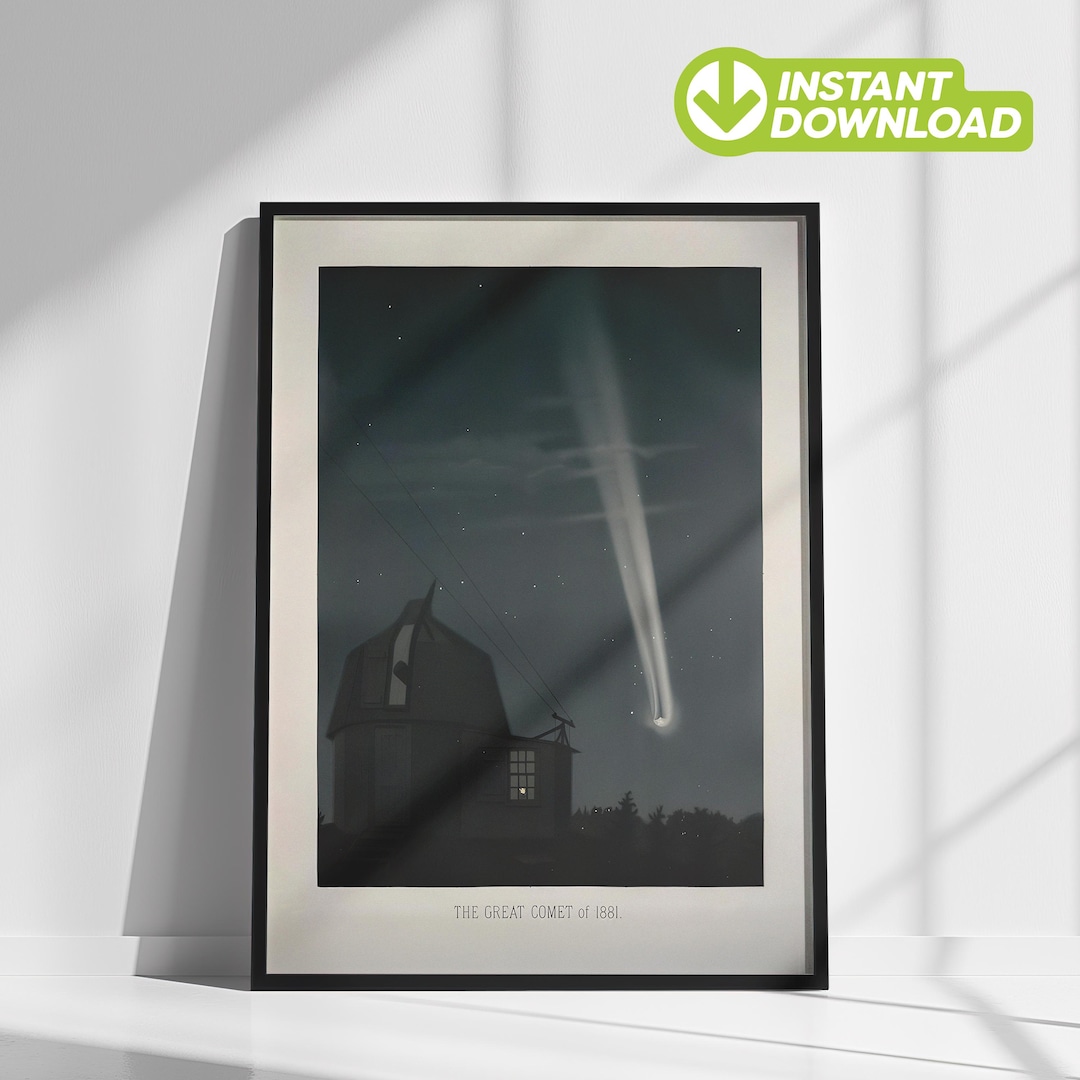 Vintage Comet Print, Instant Digital Download Unique Astronomy Space ...