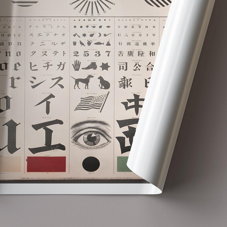 Vintage Eye Test Chart Print Positive - Antique Optometry Art - Modern ...