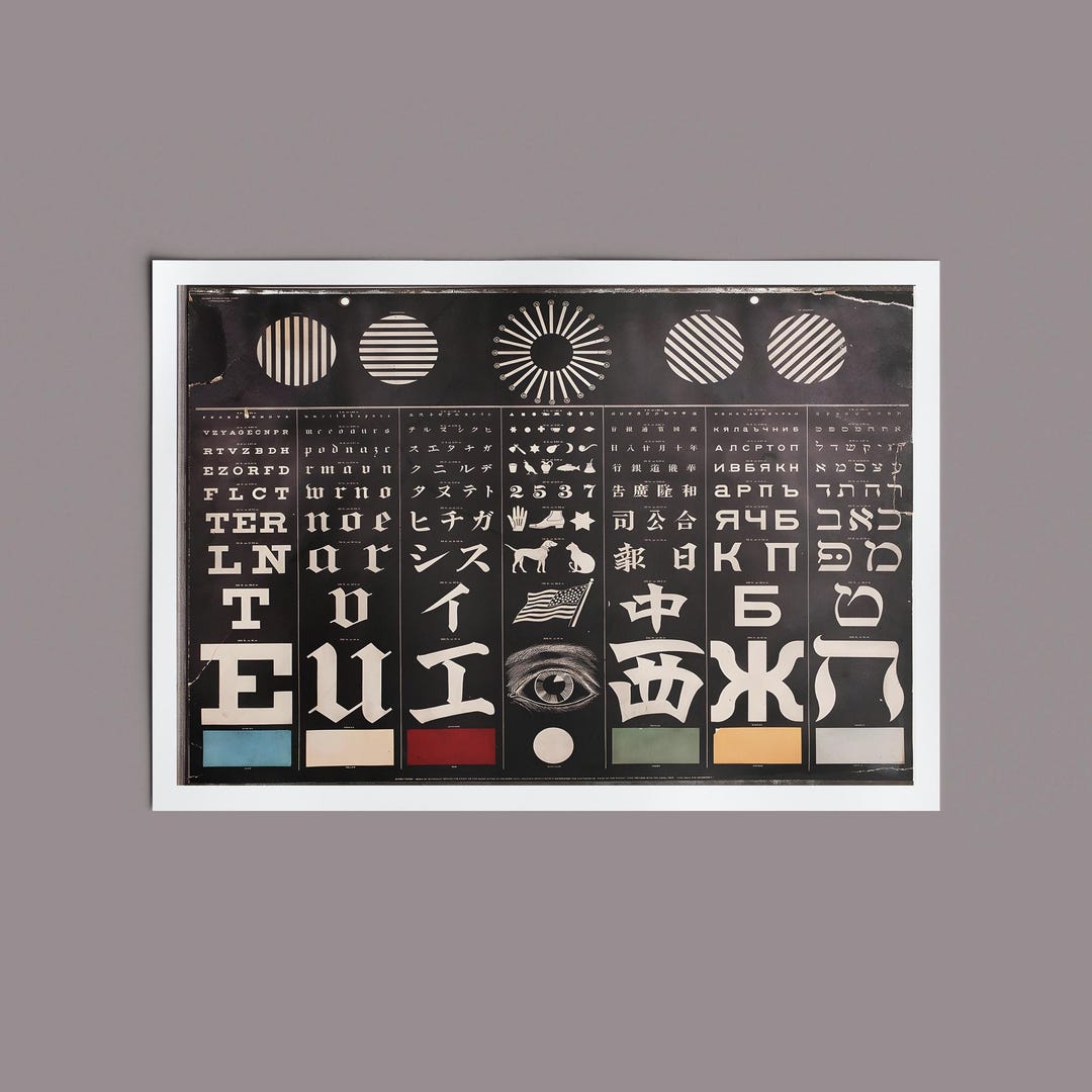 Vintage Eye Test Chart Print Negative - Antique Optometry Art - Modern ...