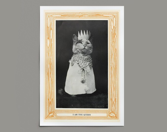 Smoking Cat Art Print, Antique Cat Art, Vintage Cat, Victorian Kitsch ...