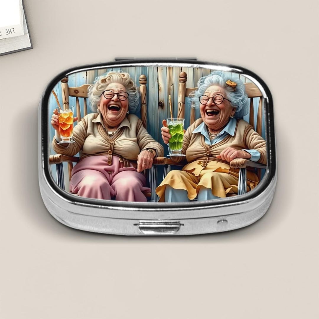 Funny Vintage Friends Pill Case – Small Metal Pill Box With Retro Art ...