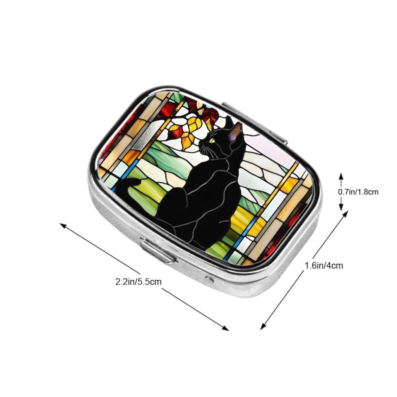 Black Cat Square Small Pill Box - Etsy
