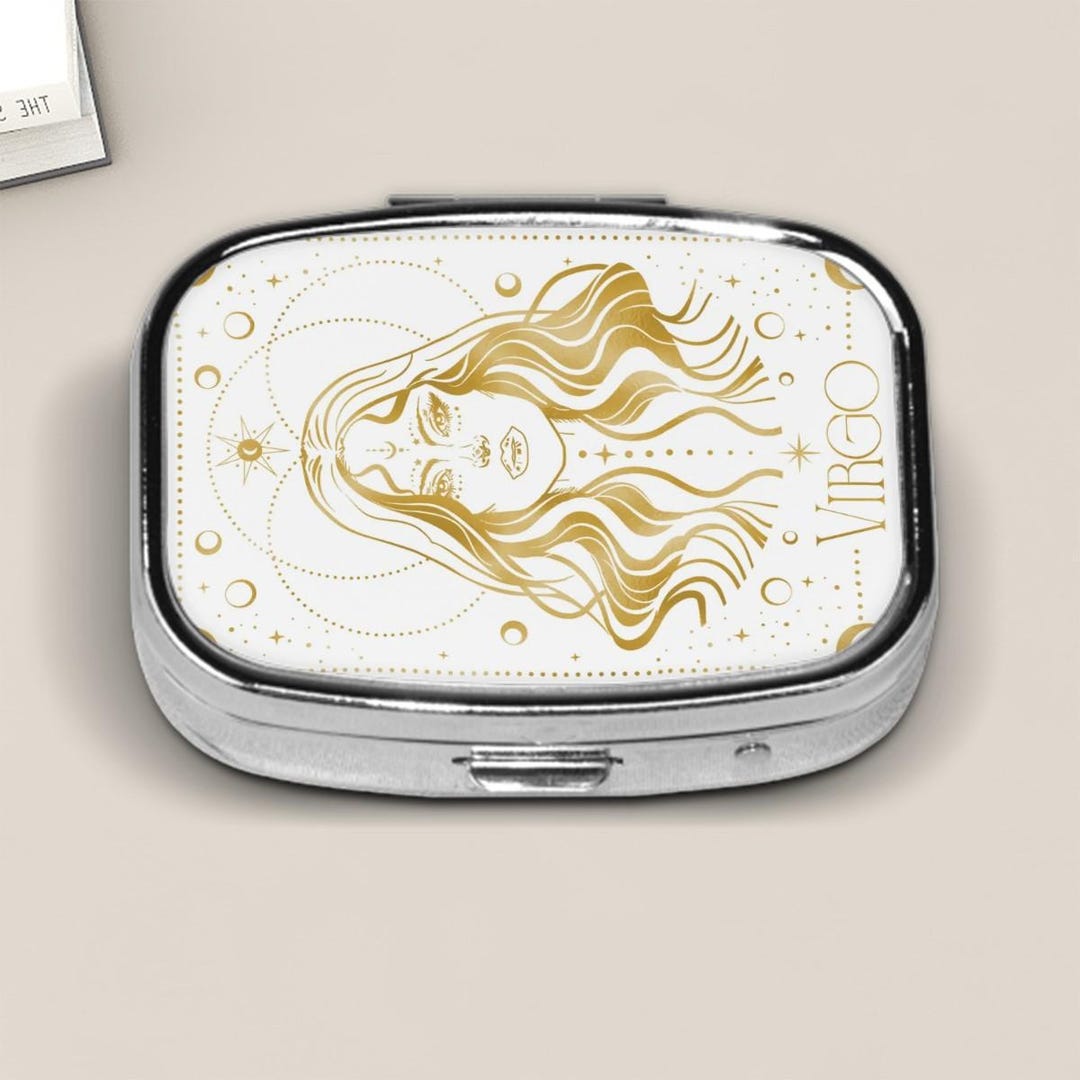 Personalized Zodiac Sign Pill Box With Gold Astrology Design, Custom ...