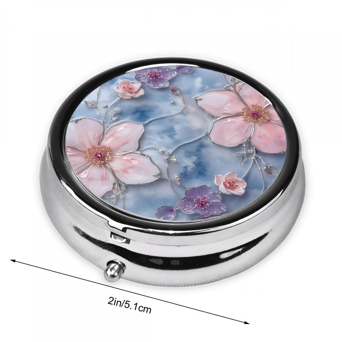 Stained Glass Cherry Blossom Pill Box – Small Round Floral Pill Case ...
