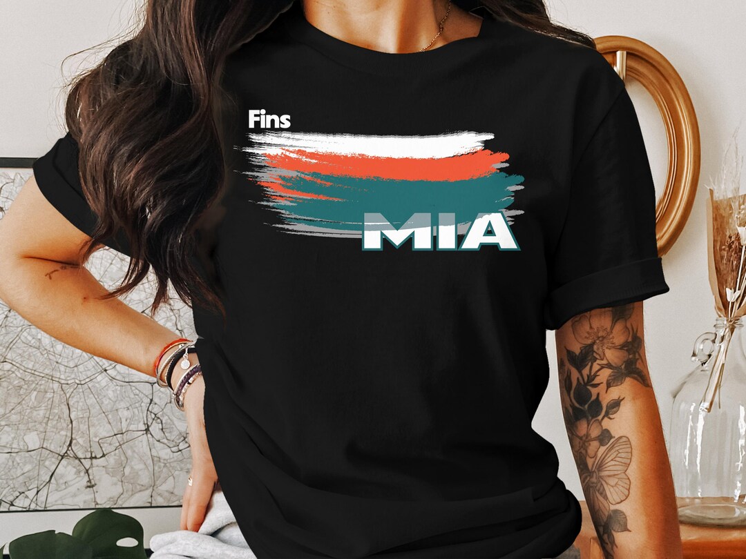 Miami Dolphins Fins Football Color Swoosh Short-sleeve & Long-sleeve T ...
