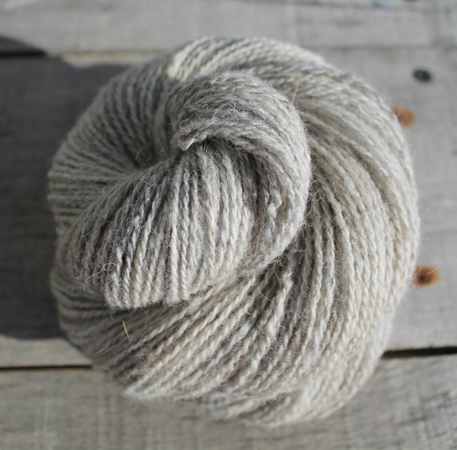 Handspun Yarn CVM Wool/angora 2-ply Fingering Wt. Silver Gray Plus Free ...