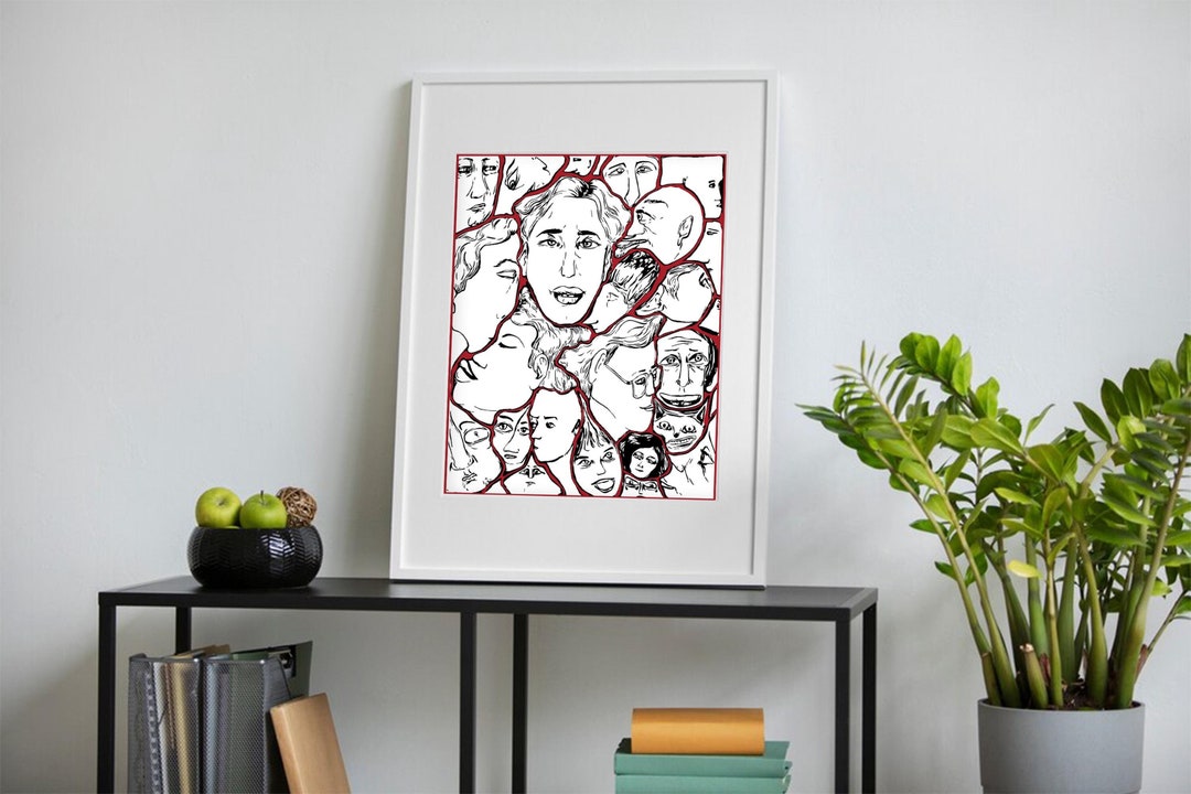 Hand-drawn Abstract Faces Ink Drawing - Etsy