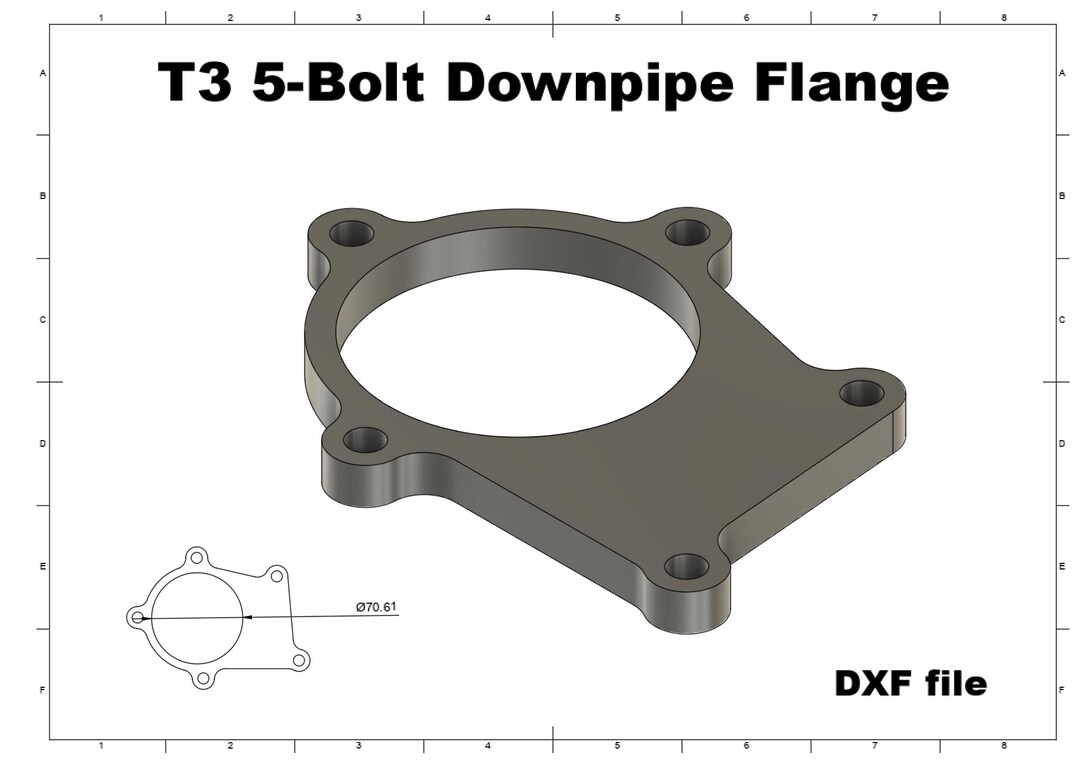 T3 5-bolt Downpipe Flange, CNC Cutting File (digital Download) - Etsy