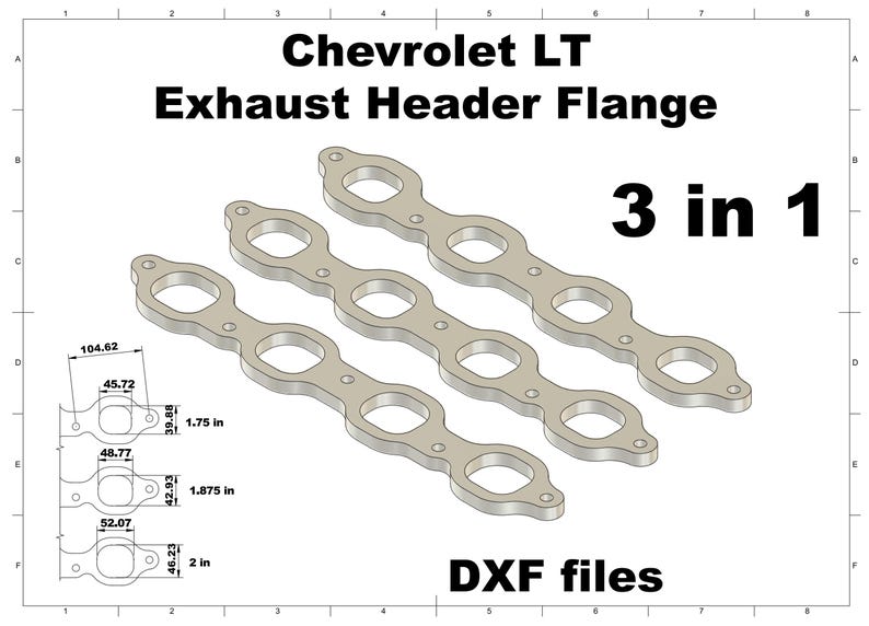 Chevrolet LT Header Flange DXF Files | CNC Plasma Laser Cut Templates ...