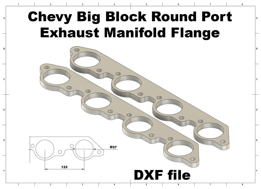 Chevrolet Big Block Round Port Exhaust Manifold Flange (DXF File) - Etsy