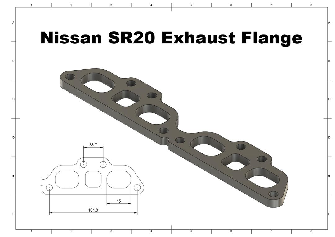 Digital File | Nissan SR20 Exhaust Manifold Flange | DXF for Laser ...