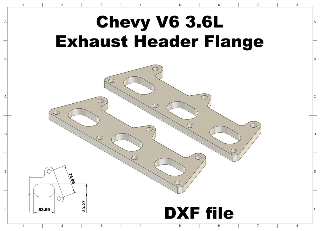 Chevy V6 3.6L Header Flange DXF Template | Custom Exhaust (digital File ...
