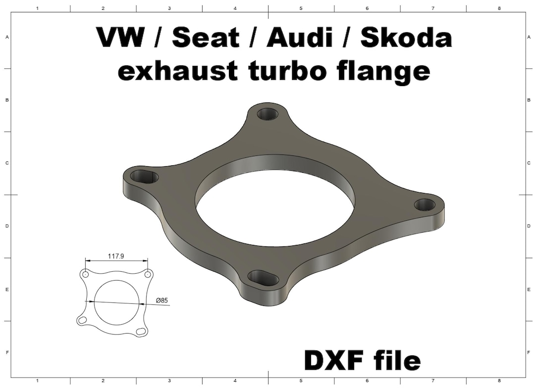 Exhaust Turbo Flange DXF File - VW, Seat, Audi, Skoda - Etsy