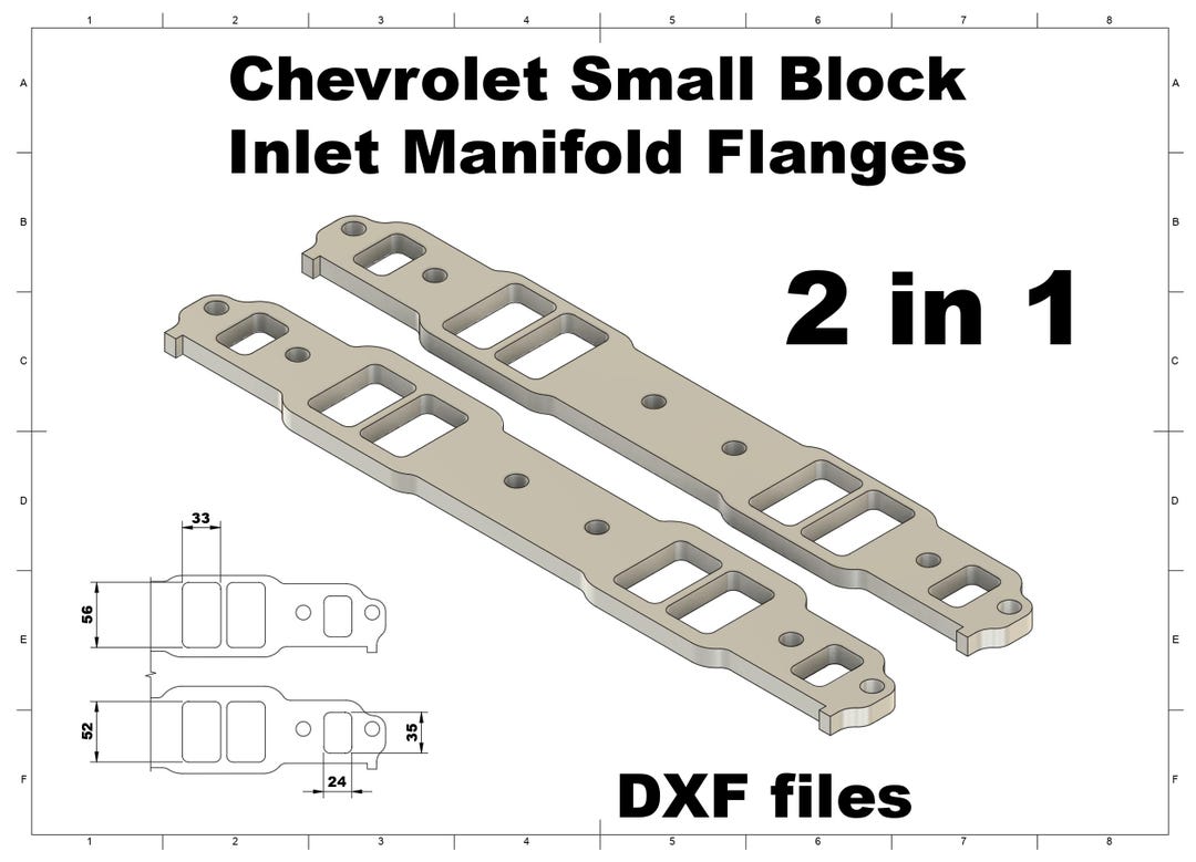 Chevrolet Small Block Inlet Manifold Flange DXF File | Laser Plasma ...