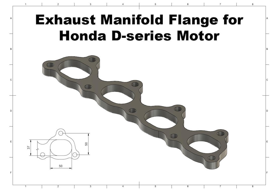 Digital File | HONDA D-SERIES Exhaust Manifold Flange | DXF for Laser ...