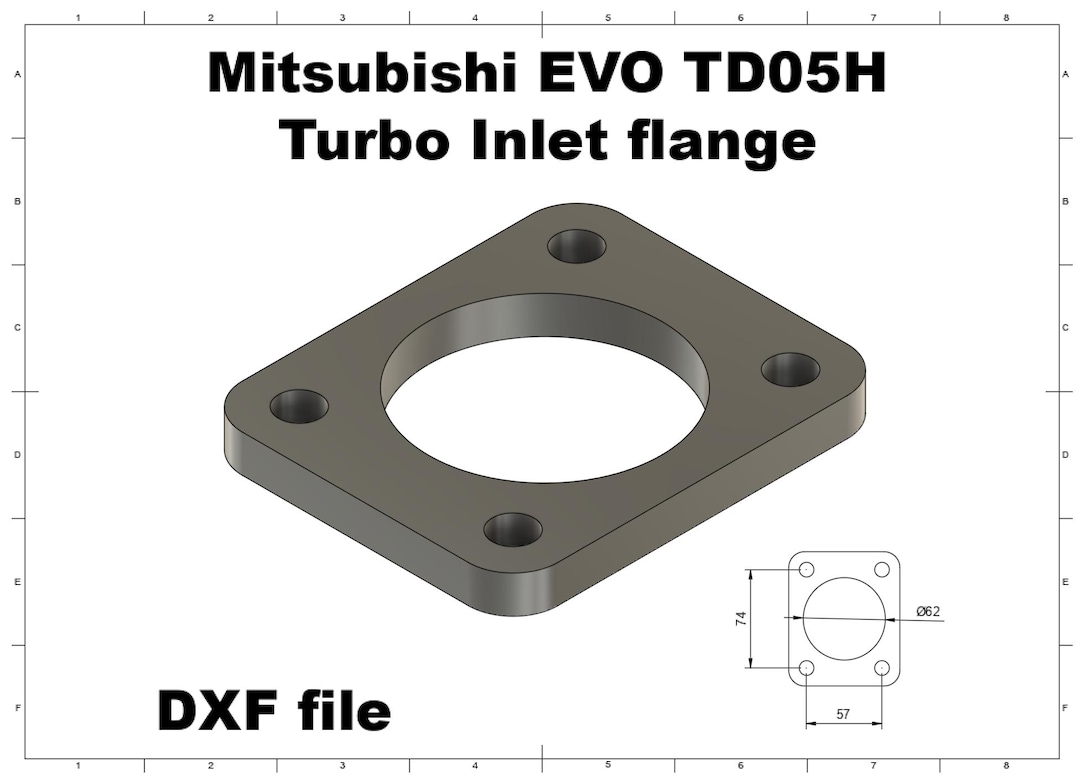 Digital File | Mitsubishi EVO TD05H Turbo Inlet Flange Turbine | CNC ...