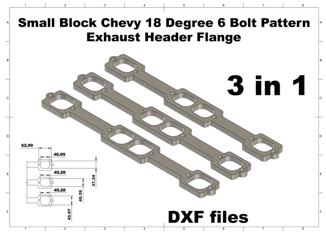 Digital File | Oval Port Small Block Chevy 18 Degree 6 Bolt Header ...