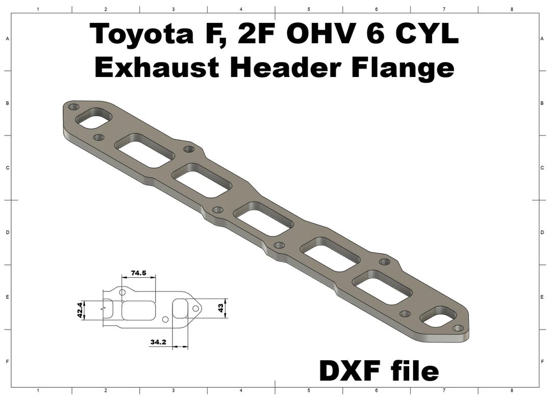 Toyota F 2F Exhaust Manifold Flange | CNC DXF File - Etsy