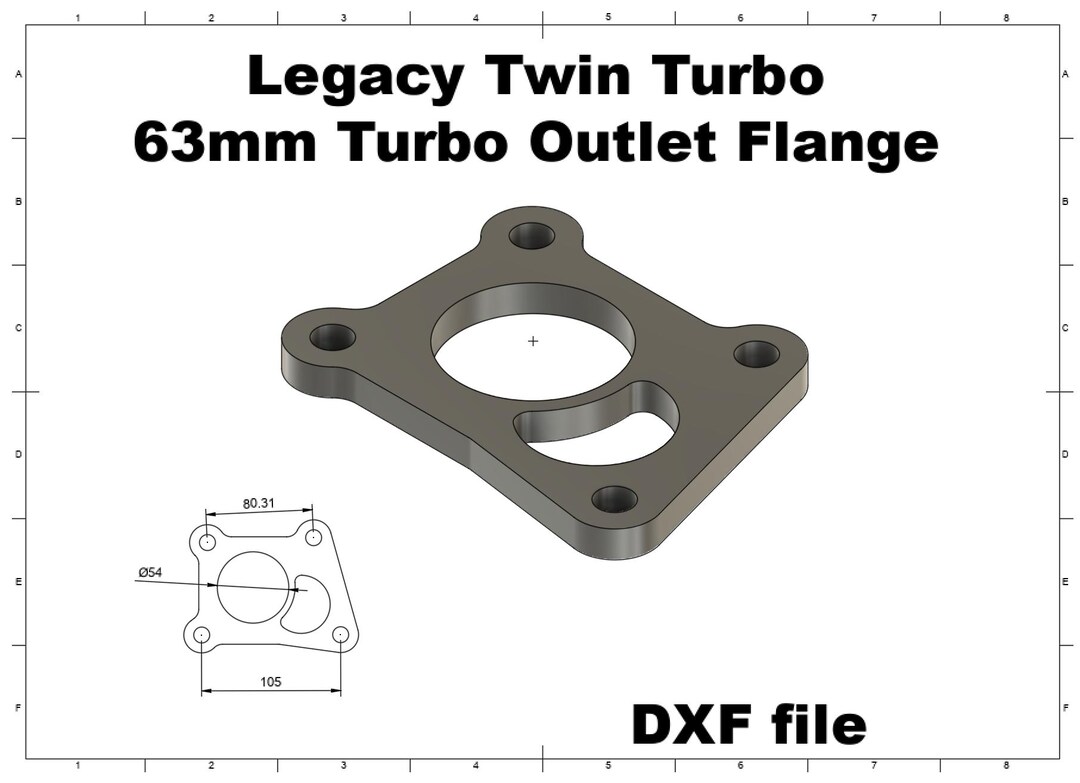 Legacy Twin Turbo 63mm Flange Downpipe DXF File - Etsy