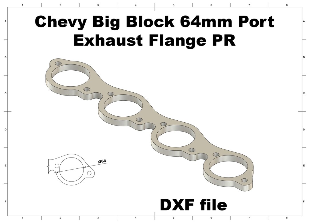 Chevy Big Block 64mm Port Exhaust Flange DXF File - Etsy