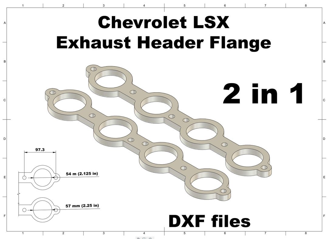 Chevrolet LSX Header Flange DXF Files | 2.125 & 2.25 Round Ports ...