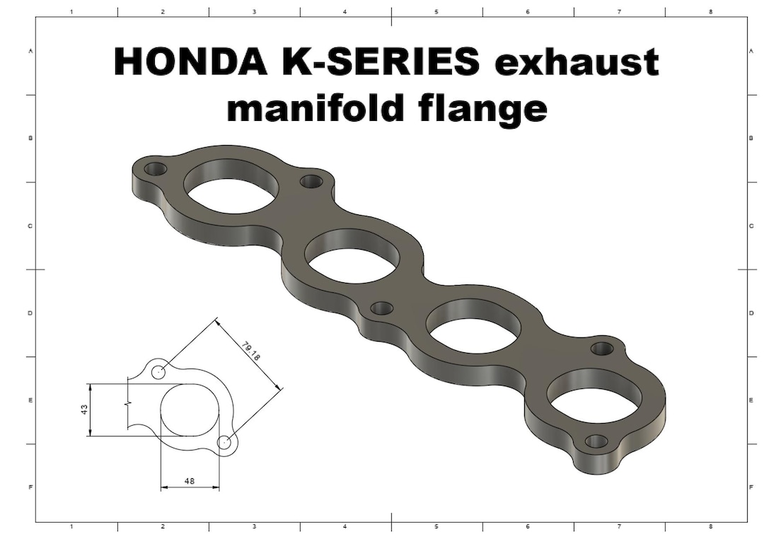 HONDA K-SERIES Exhaust Manifold Flange DXF File for Laser/plasma - Etsy