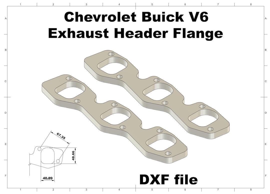 Chevy Buick V6 Header Flange DXF File | Exhaust Fabrication (digital ...