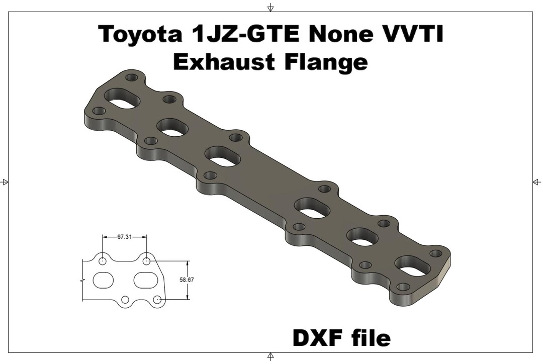 Toyota 1JZ-GTE Non VVTI Exhaust Manifold Flange DXF File - Etsy