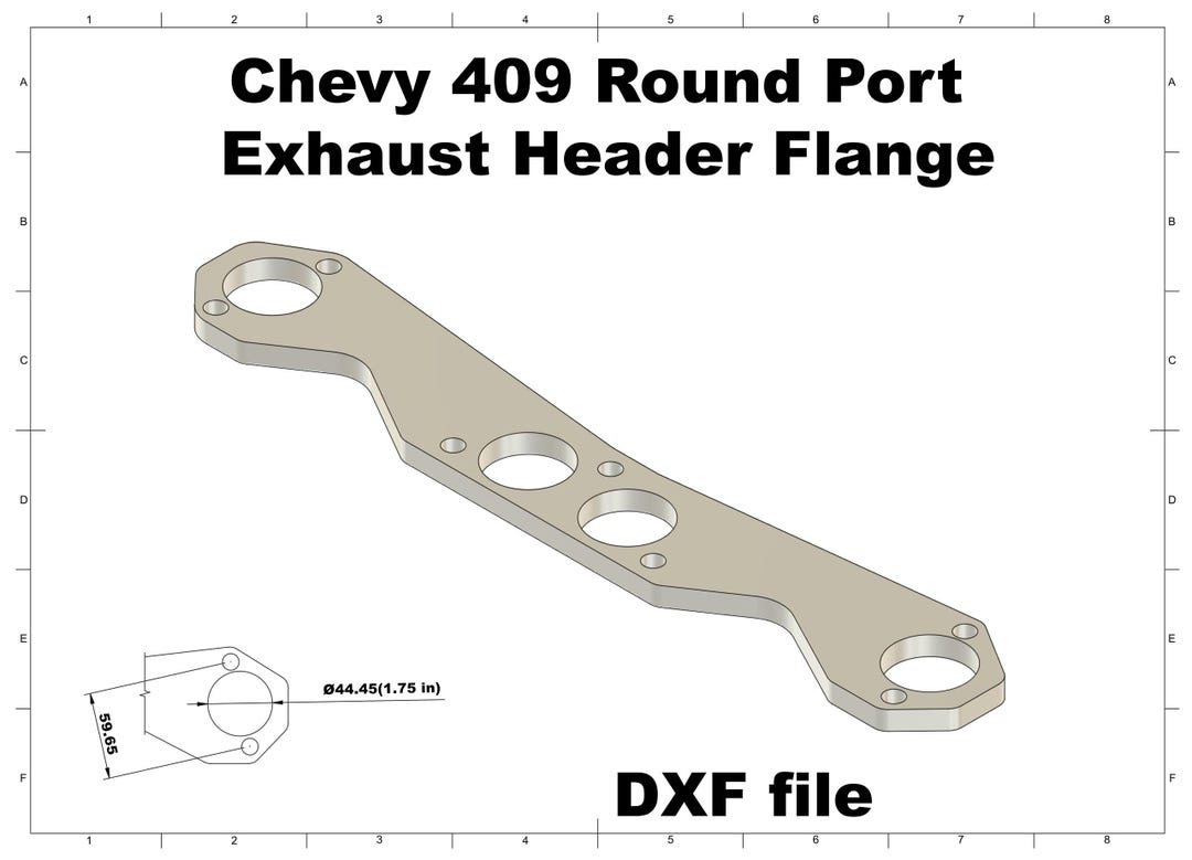 Chevy 409 Exhaust Header Flange DXF File | Round Port Template - Etsy